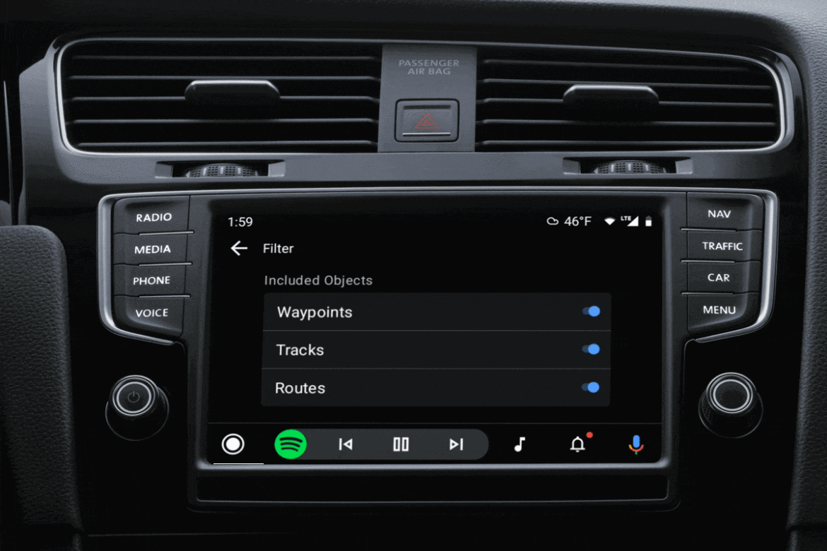 Navigate from the Dashboard with Improved Android Auto - Gaia GPS