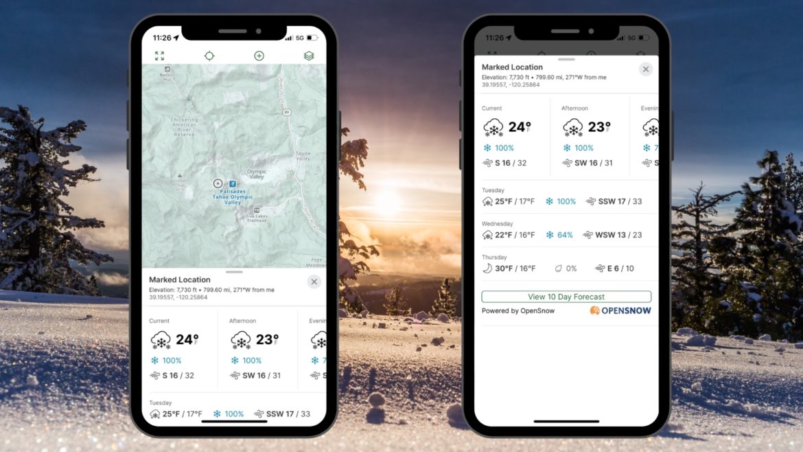 OpenSnow Weather Now Available at-a-Tap on the Map - Gaia GPS